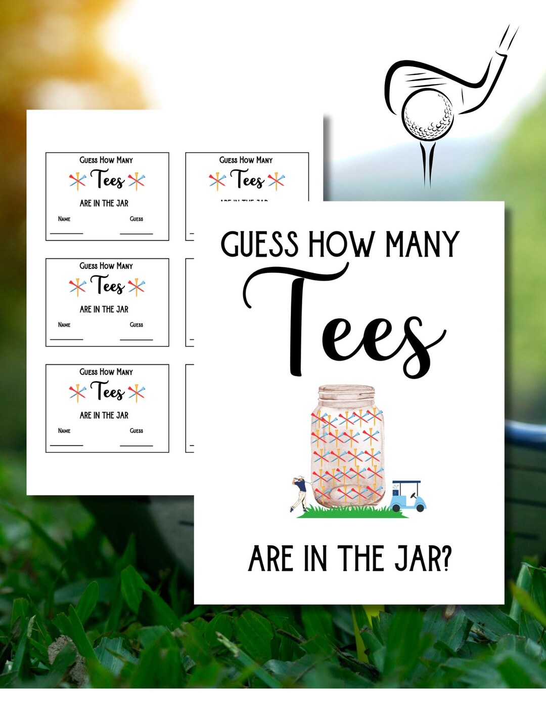 Guess How Many Tees Game:golf Themed Party, Golf Birthday, Retirement ...