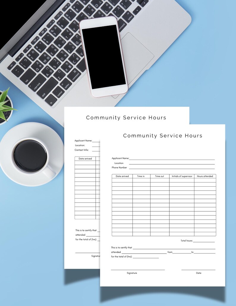 Volunteer Hours Tracker, Community Service Log,volunteer Time Tracker ...