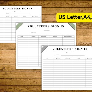 Volunteer Sign-in Sheet,printable Sign-up Form,volunteer Registration ...