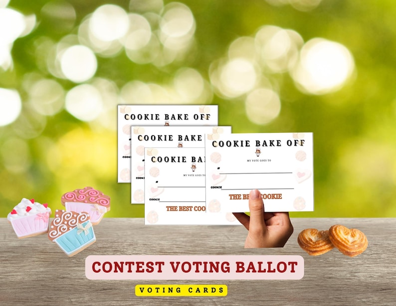 Cookie Bake off Ballot Cards, Best Cookie Ballot Voting Cards for ...