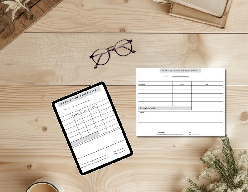 Weekly Employee Timesheet Coversheet, Printable Payroll Records,staff ...