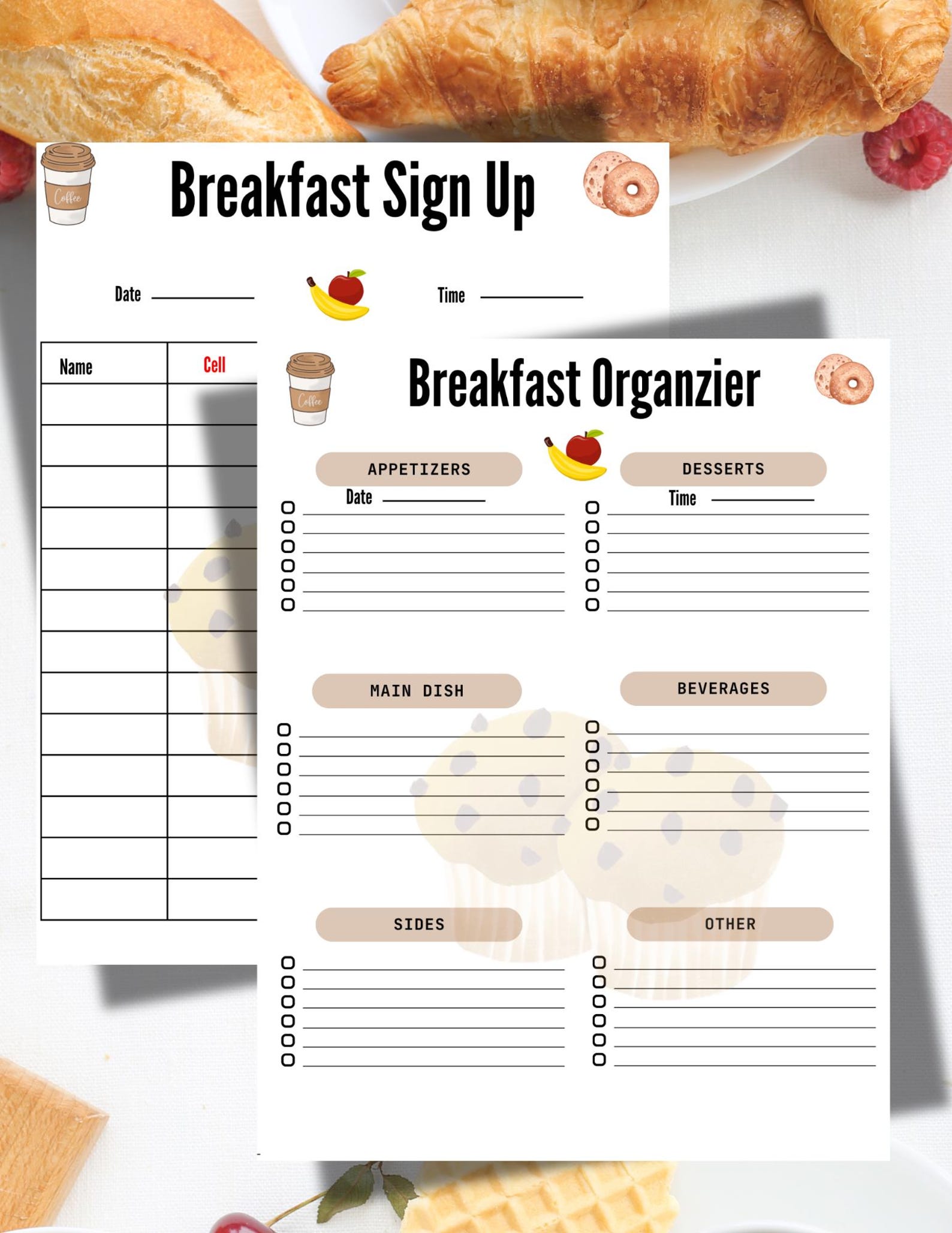 Breakfast Potluck Sign-up Sheet,printable Office Party Organizer ...