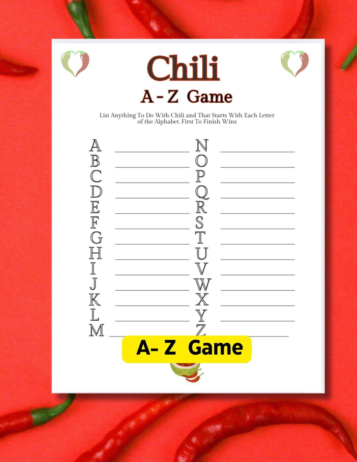 Chili Cook off Party Game, Printable Chili Party Challenge, Chili ...
