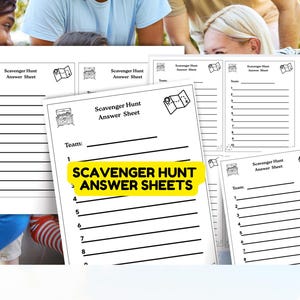 Printable Scavenger Hunt Score Cards,party & Classroom Game, Create ...