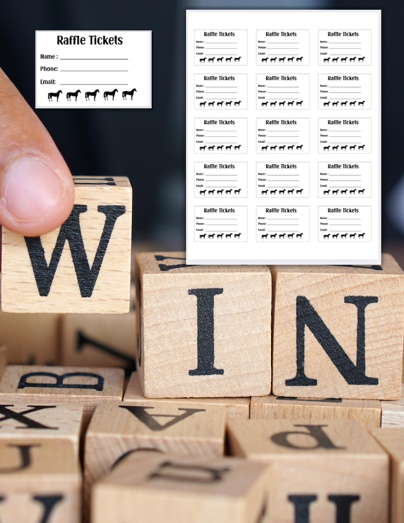 Printable Horse Raffle Tickets: Minimalist Fundraiser Design (PDF ...