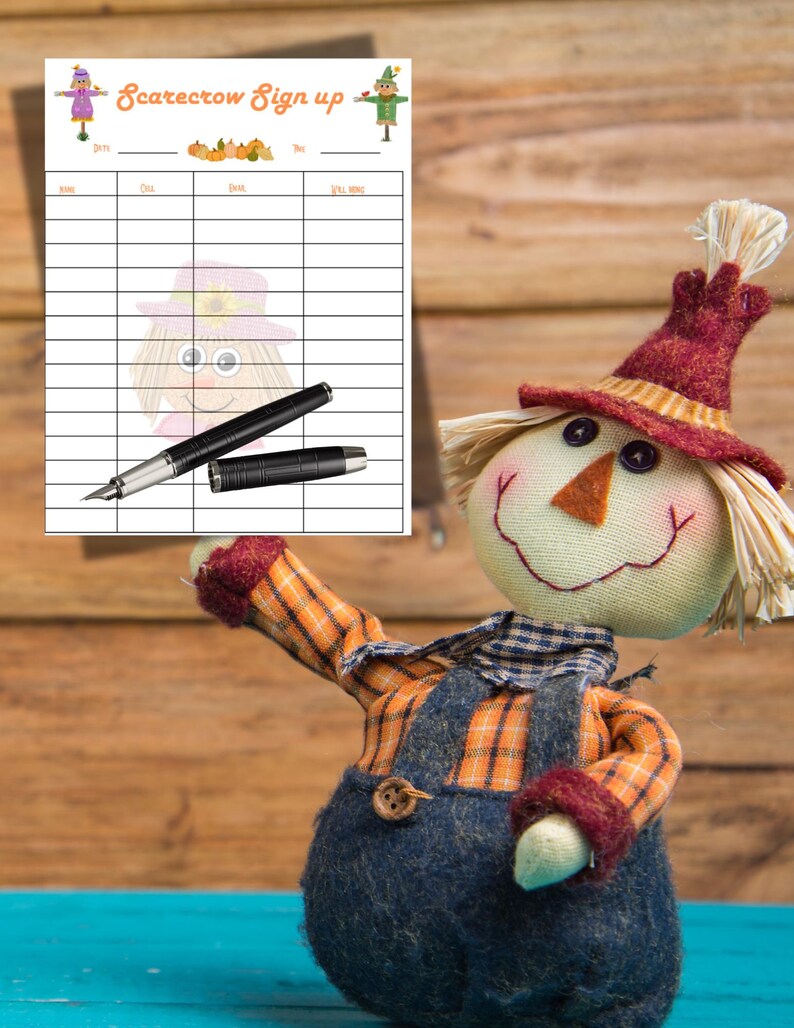 Printable Scarecrow Sign up Sheet: Fall Fundraiser Contest (PDF ...