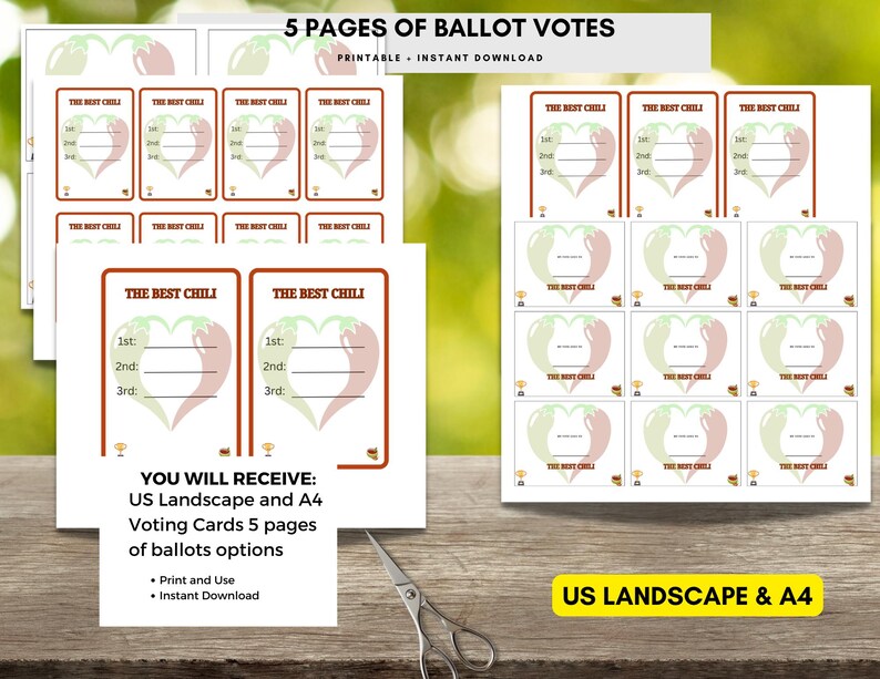 Chili Cook-off Ballot Bundle: Printable Voting Templates, Chili Contest ...