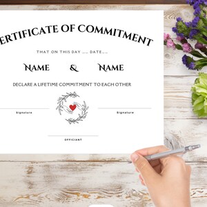 Wedding/commitment Ceremony Certificate - Etsy