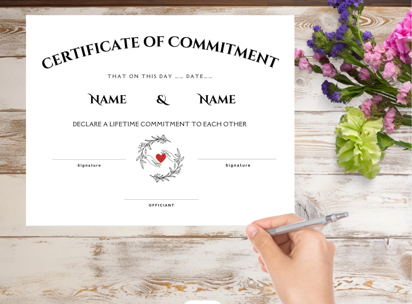 Wedding/commitment Ceremony Certificate - Etsy