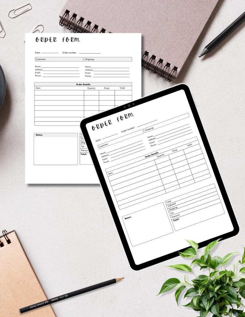 Order Form Template, Order Form PDF, Order Form Sheet, Printable Order ...
