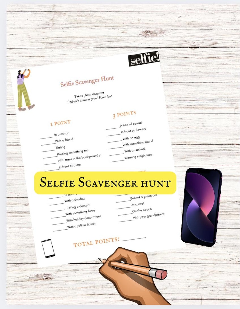 Selfie Scavenger Hunt,photo Scavenger Hunt, Teen Scavenger Hunt, Tween ...