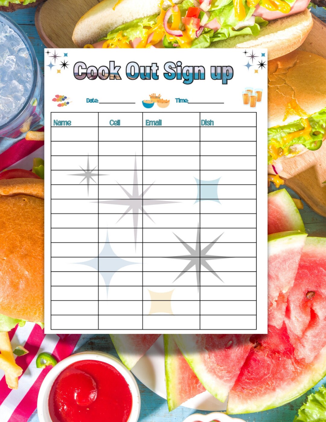 Printable Cookout Potluck Sign-up Sheet: Summer BBQ Party Planner ...