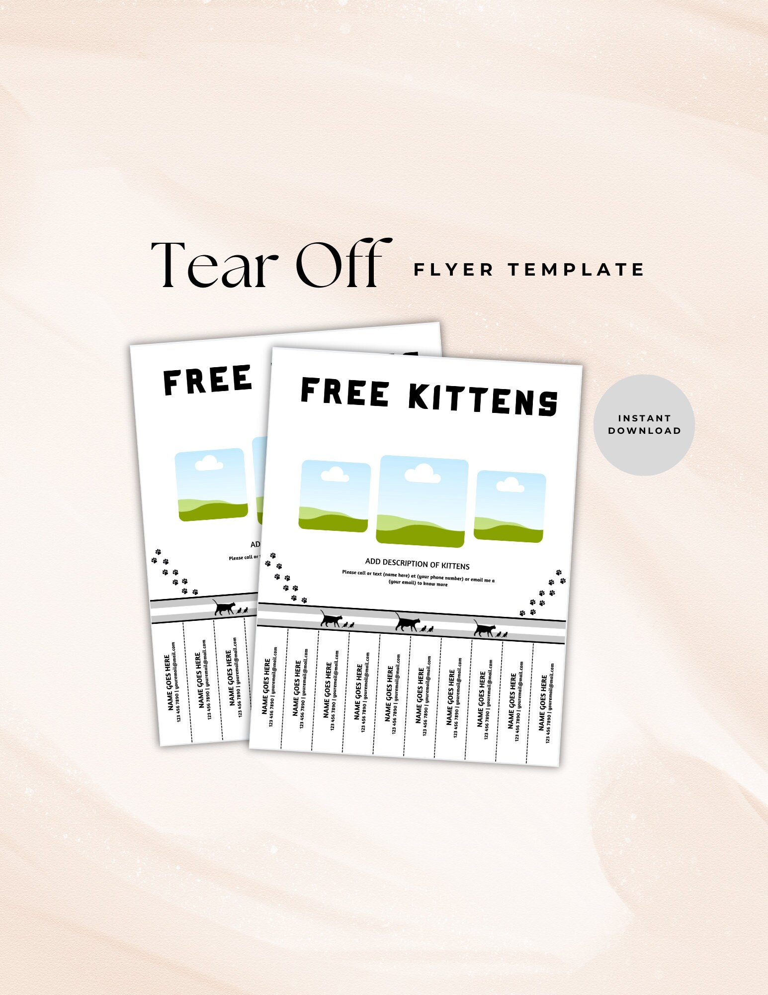 Free Kittens Tear off Flyer Editable and Customizable in Canva With ...