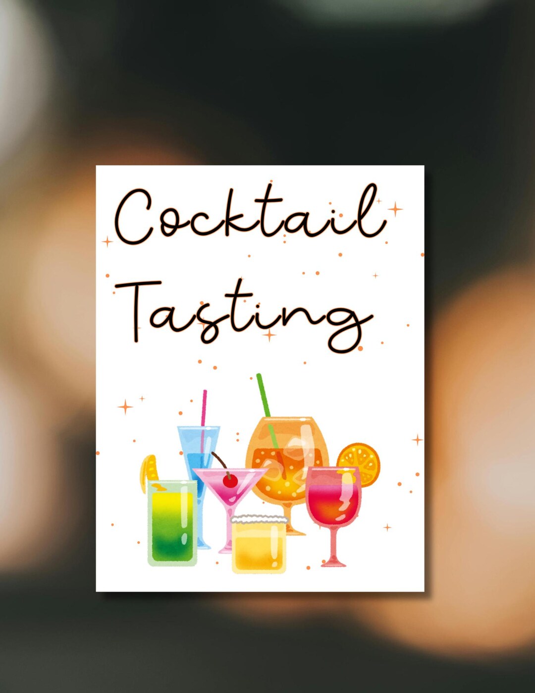 Cocktail Tasting Scorecard, Cocktail Competition,cocktail Tasting Card ...
