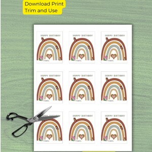 Retro Rainbow Happy Birthday Tag for Gifts and Goodies, Rainbow Gift ...