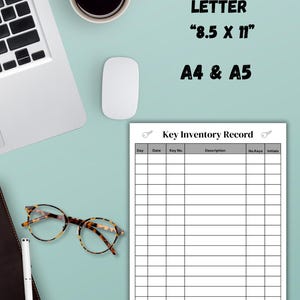 Printable Key Inventory Sheet,master Key List,key Catalog, Key ...