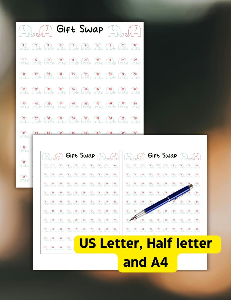 White Elephant Gift Swap Number Cards – Printable Party Game, Instant ...
