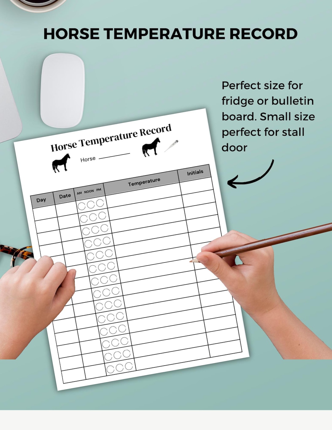 Horse Temperature Record Chart, Temperature Tracker, Temperature Log ...