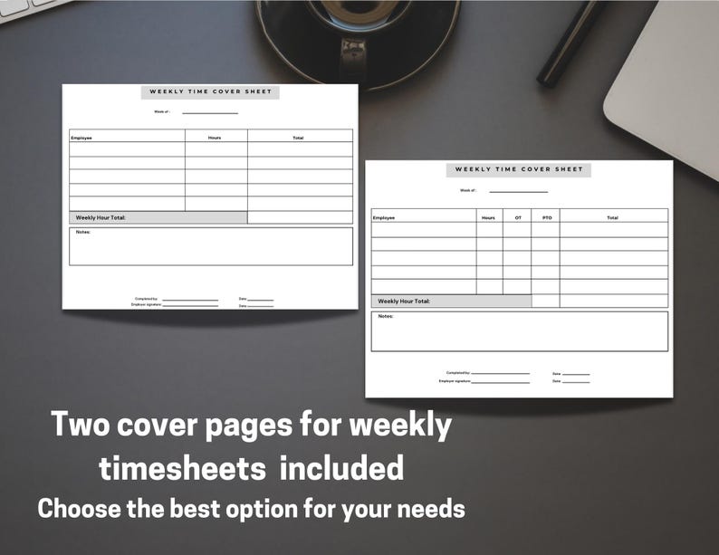 Weekly Employee Timesheet Coversheet, Printable Payroll Records,staff ...