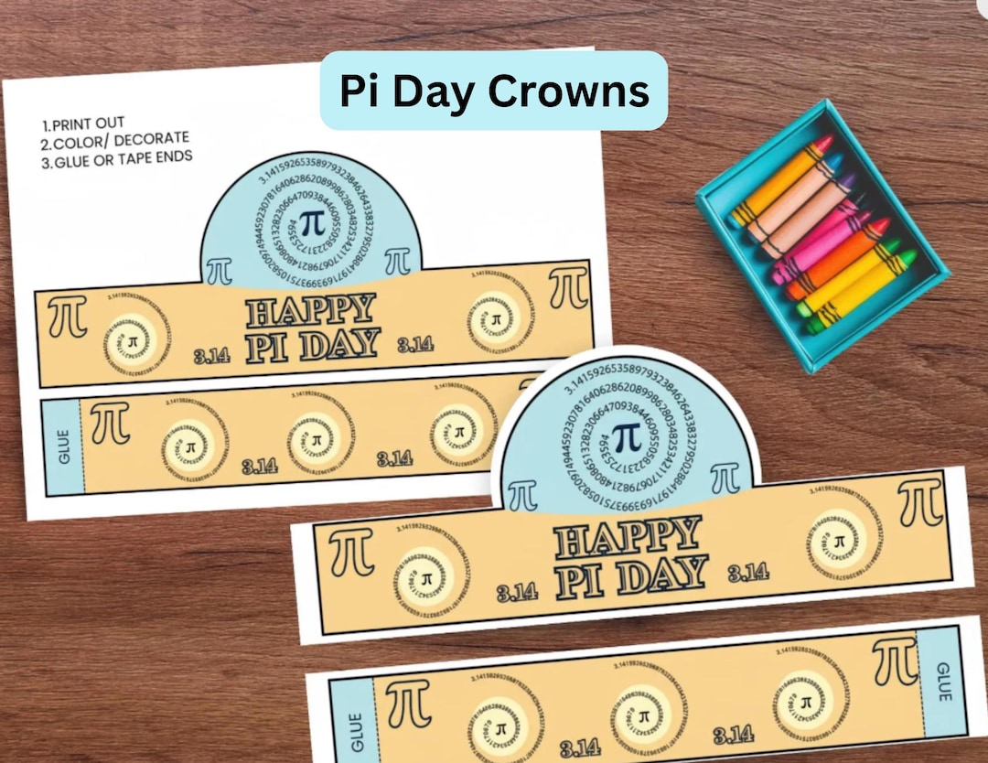 Printable Pi Day Crown,stem Coloring Craft for Kids, Pi Day Coloring ...