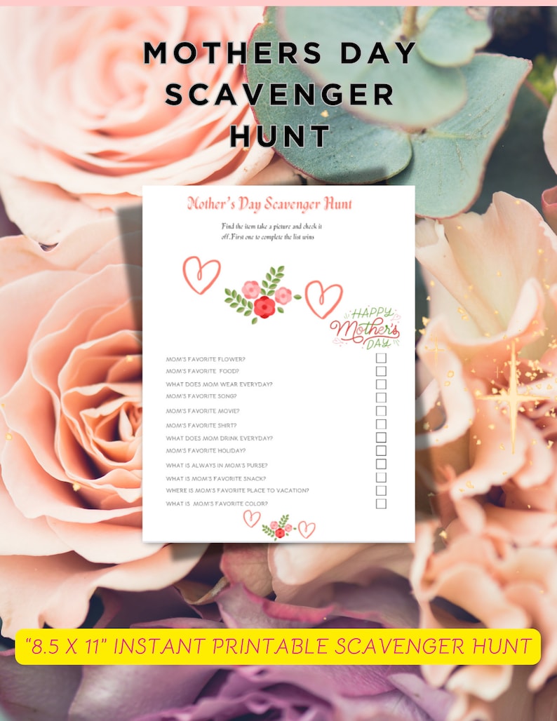 Mothers Day Scavenger Hunt Game Bundle for Mom & Grandmother to ...