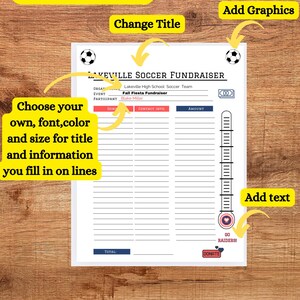 Printable Fundraising Form for Events, Charities, Sports and More ...
