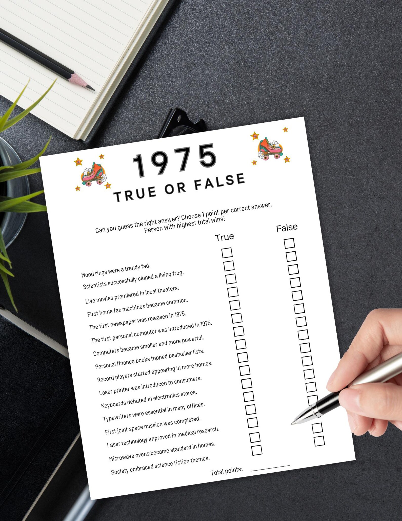 1975 Trivia Game,true or False Birthday Party, 50th Birthday Party ...