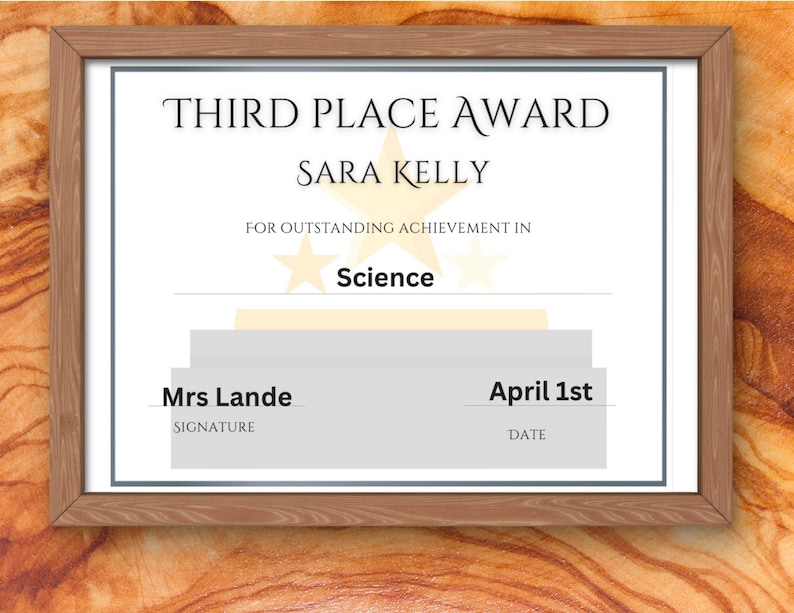 First Second Third Place Award Certificates, Competition Award ...