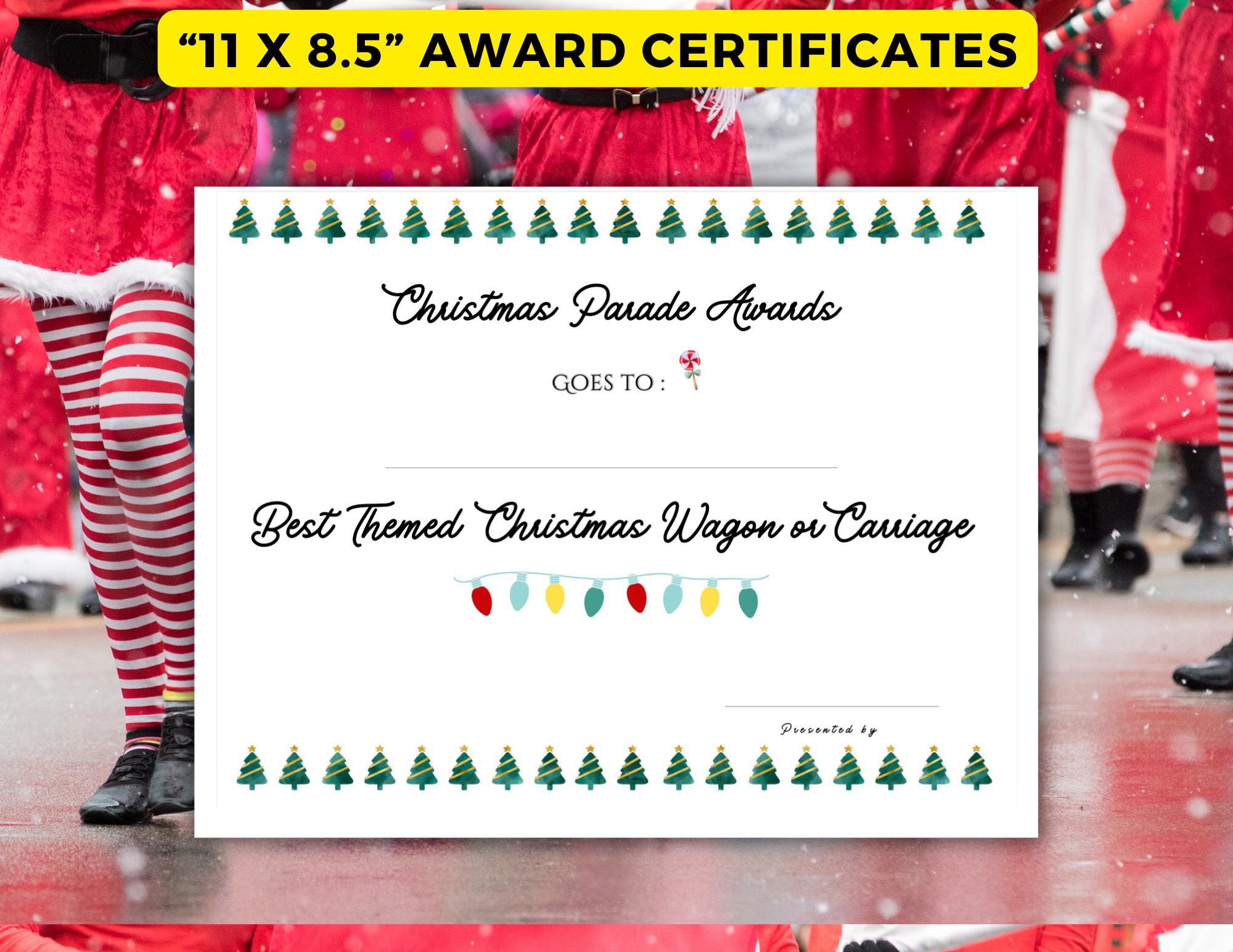 Christmas Parade Award Certificates Bundle,printable Trophies ...