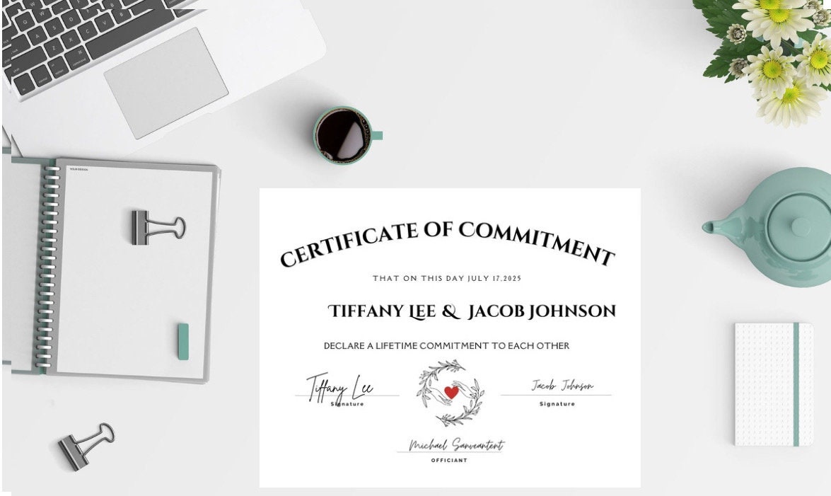 Wedding/commitment Ceremony Certificate - Etsy