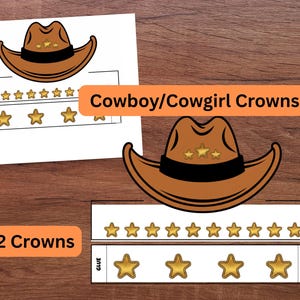 Printable Cowboy/cowgirl Hat Paper Crown: Kids Coloring Craft (PDF ...