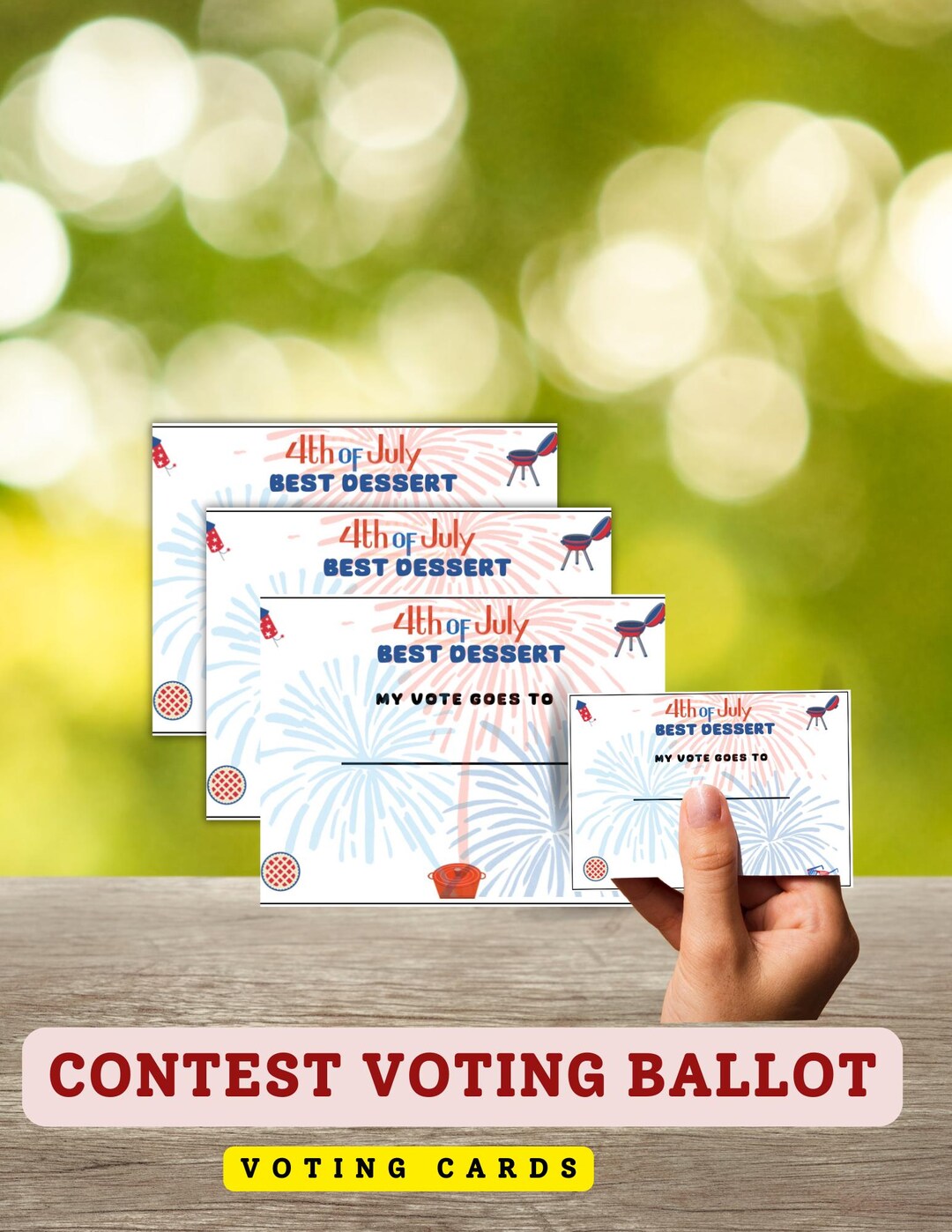 4th of July Dessert Contest Ballot: Printable Voting Cards, Best ...
