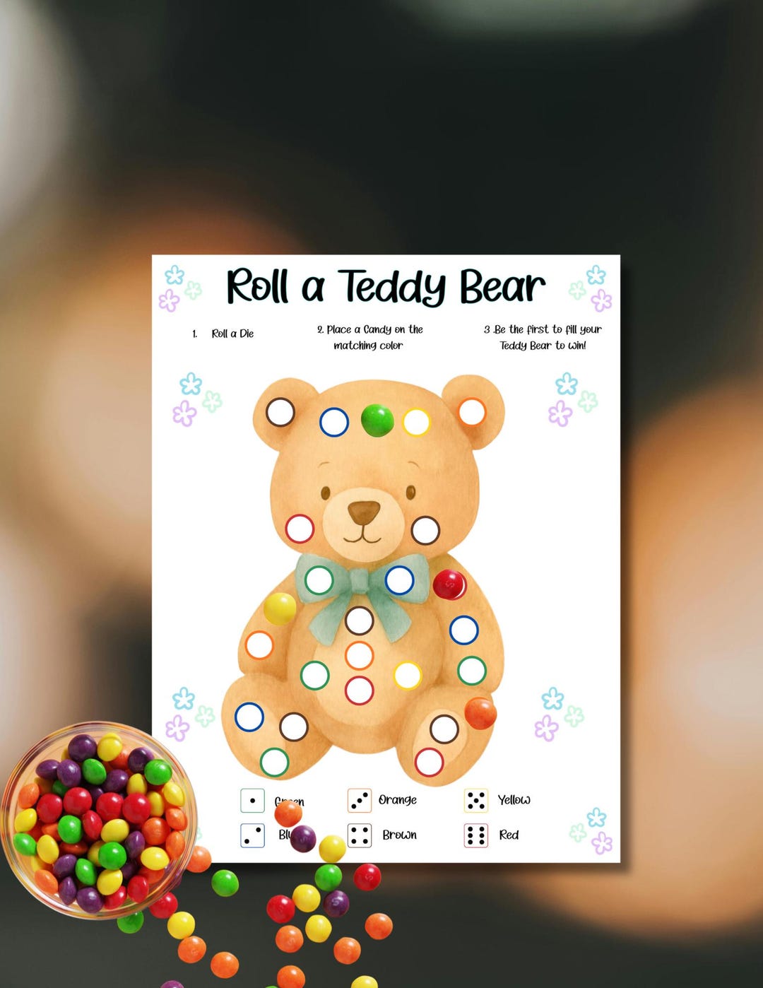 Roll a Teddy Bear Candy Dice Game, Fun Dice Activity for Kids & Adults ...