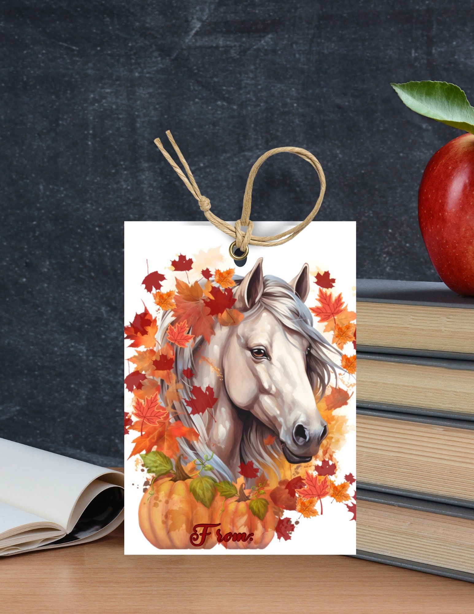Fall Equestrian Themed Gift Tag, Fall Horse Theme Favor Tag, Printable ...