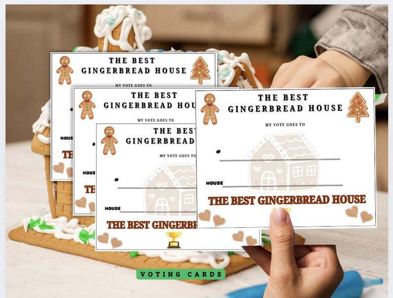 Gingerbread House Contest Ballots,voting Cards,gingerbread House ...