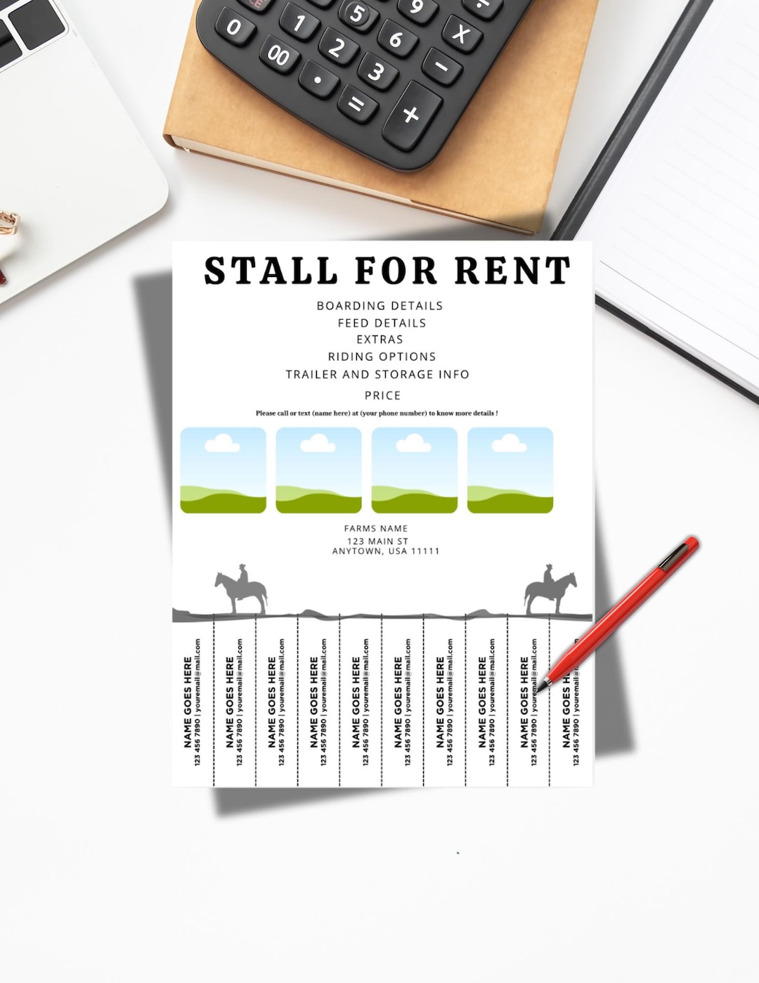 Horse Stall for Rent Advertisement Flyer Poster, Equine Barn Opening ...