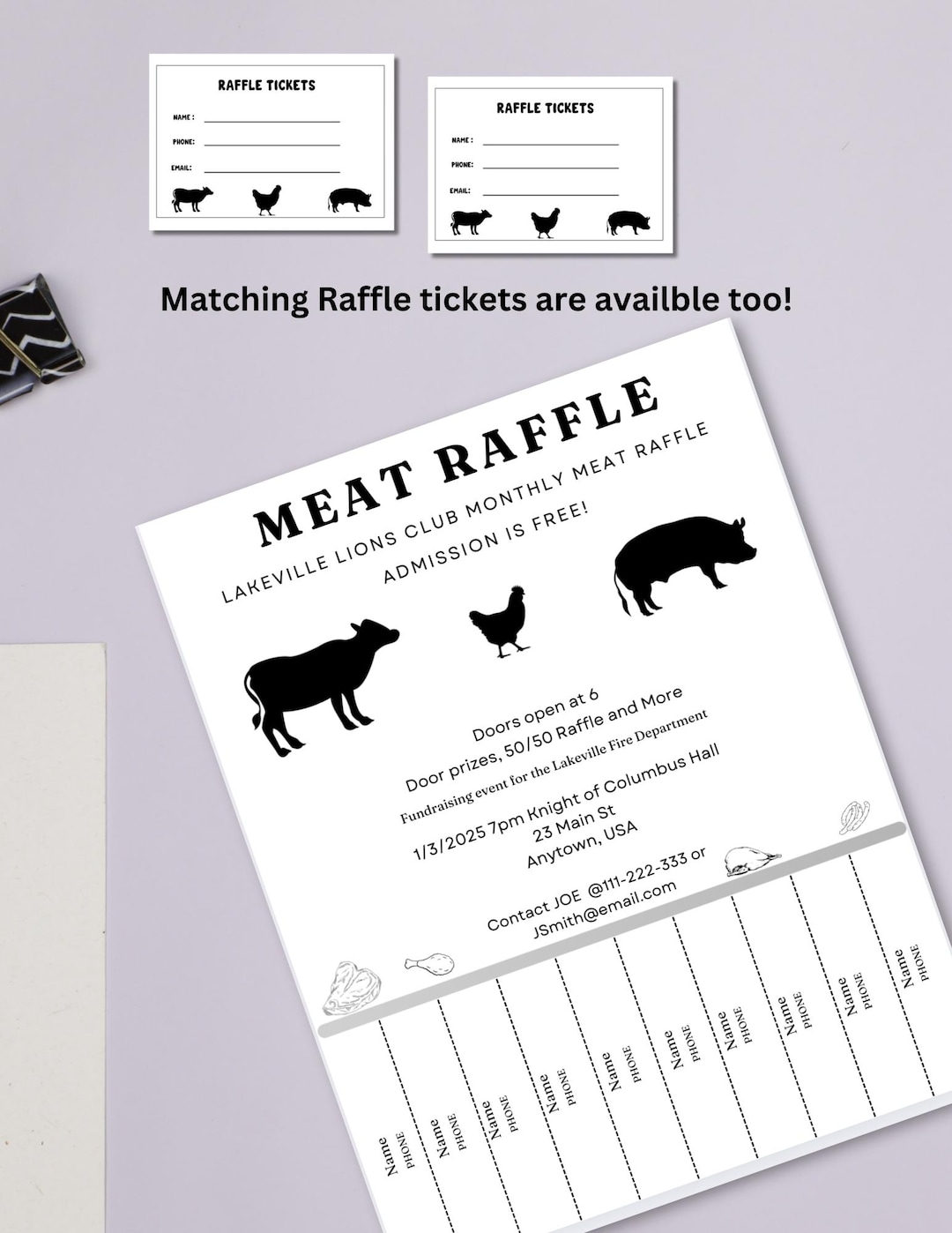 Editable Meat Raffle Flyer Template: Printable Fundraiser Poster ...