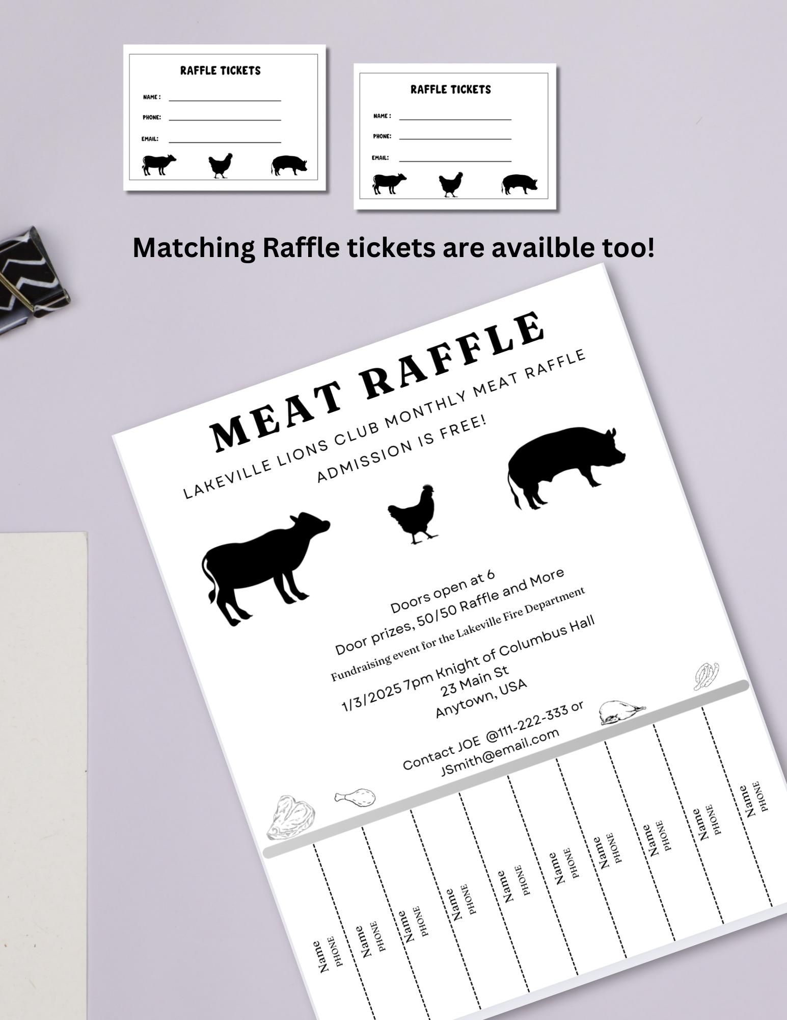 Editable Meat Raffle Flyer Template: Printable Fundraiser Poster ...