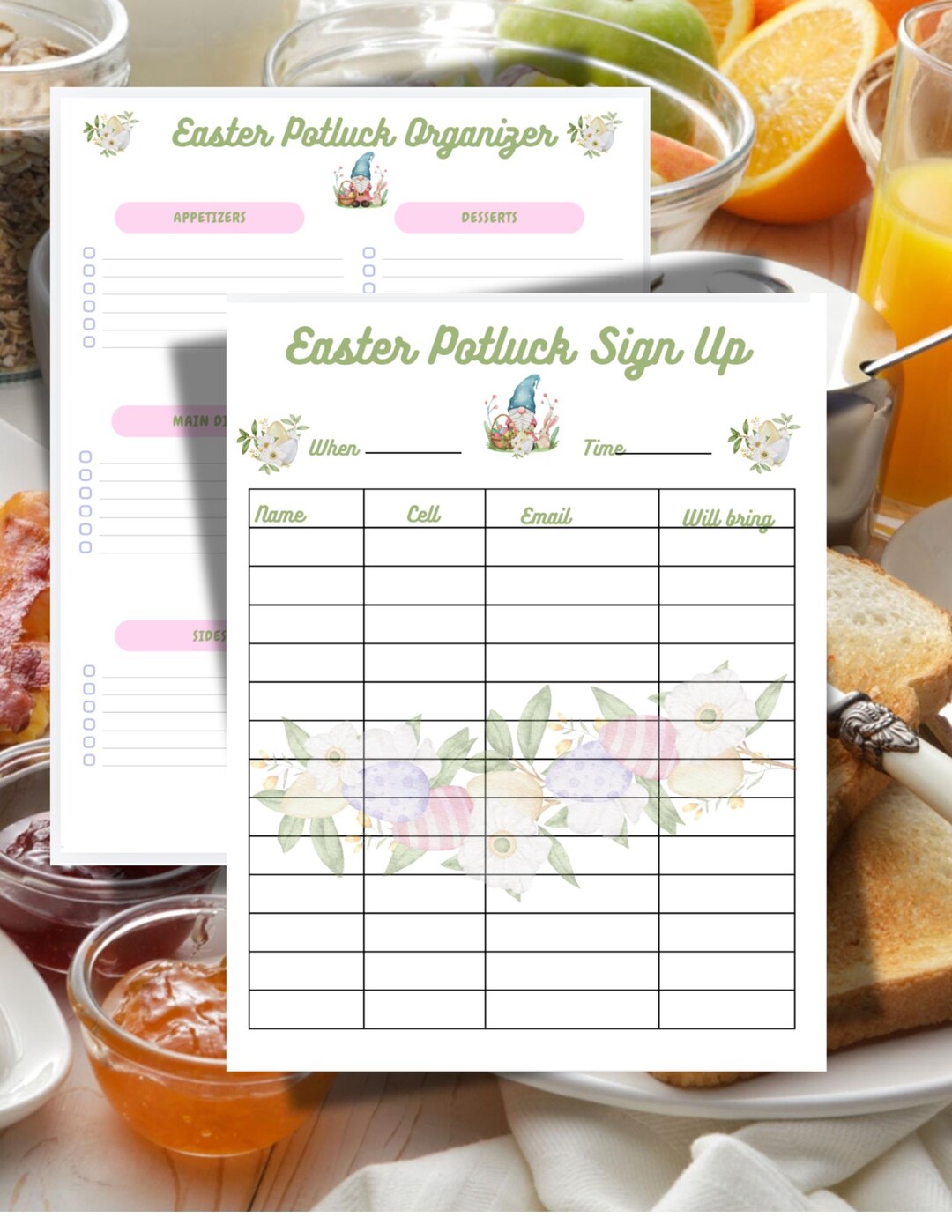 Printable Easter Potluck Sign up Sheet,easter Food Sign up Sheet ...