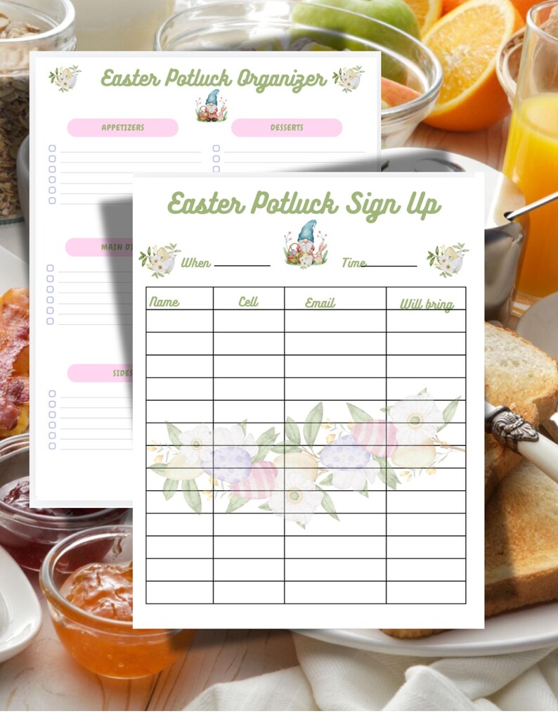 Printable Easter Potluck Sign up Sheet,easter Food Sign up Sheet ...