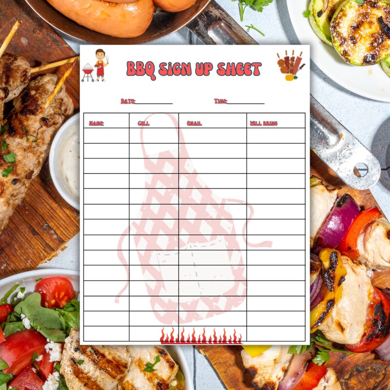 Cookout Sign up Sheet - Etsy