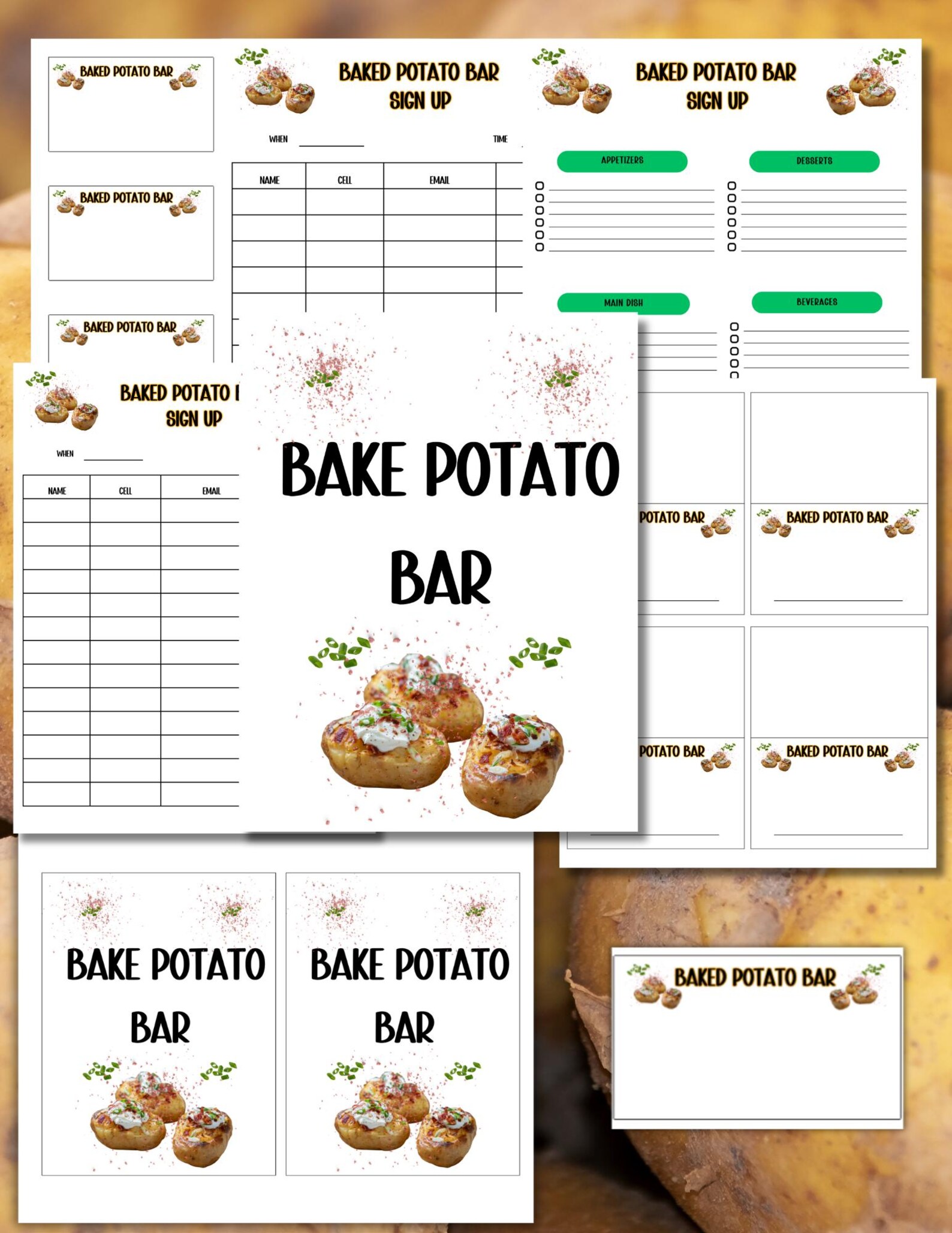 Baked Potato Bar Kit: Printable Potato Party,ultimate Baked Potato Bar ...