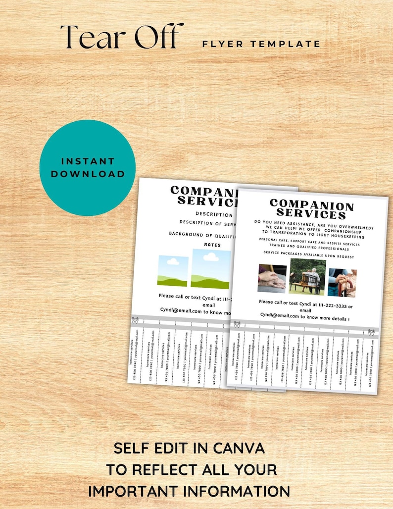 Companion Care Flyer Template,editable Senior Services Ad,home Care ...