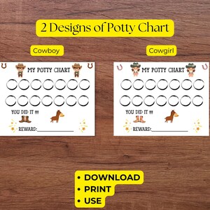 Cowboy/cowgirl Potty Training Chart, Printable Toddler Potty Chart ...