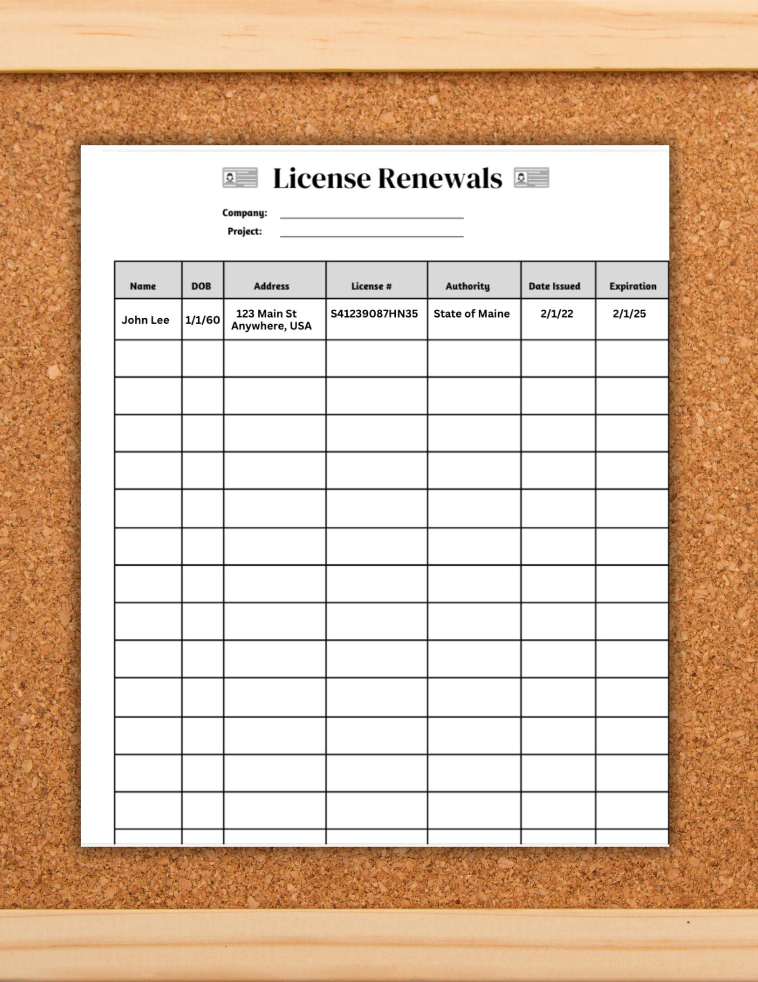 License Renewal Tracker,professional License Renewal Tracker, Employee ...