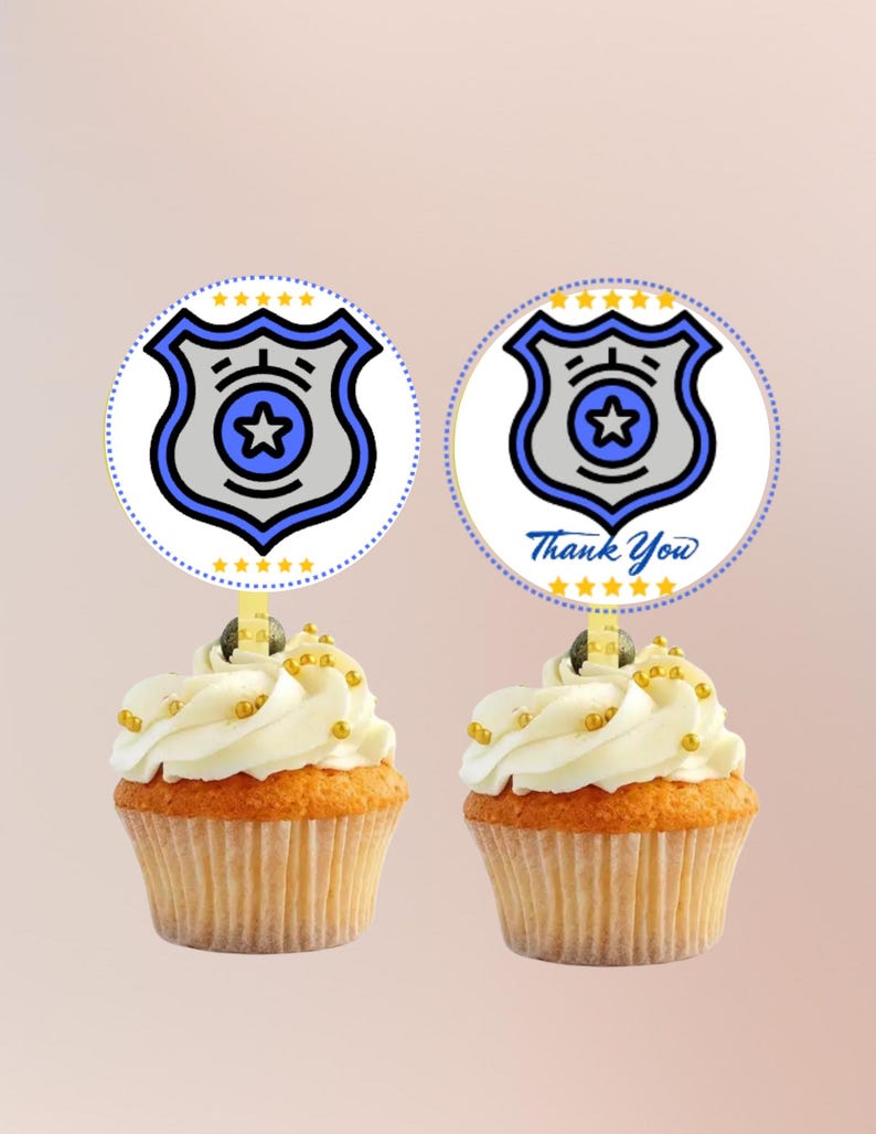 Police Cupcake Toppers,law Enforcement Toppers, Toppers Forpolice ...