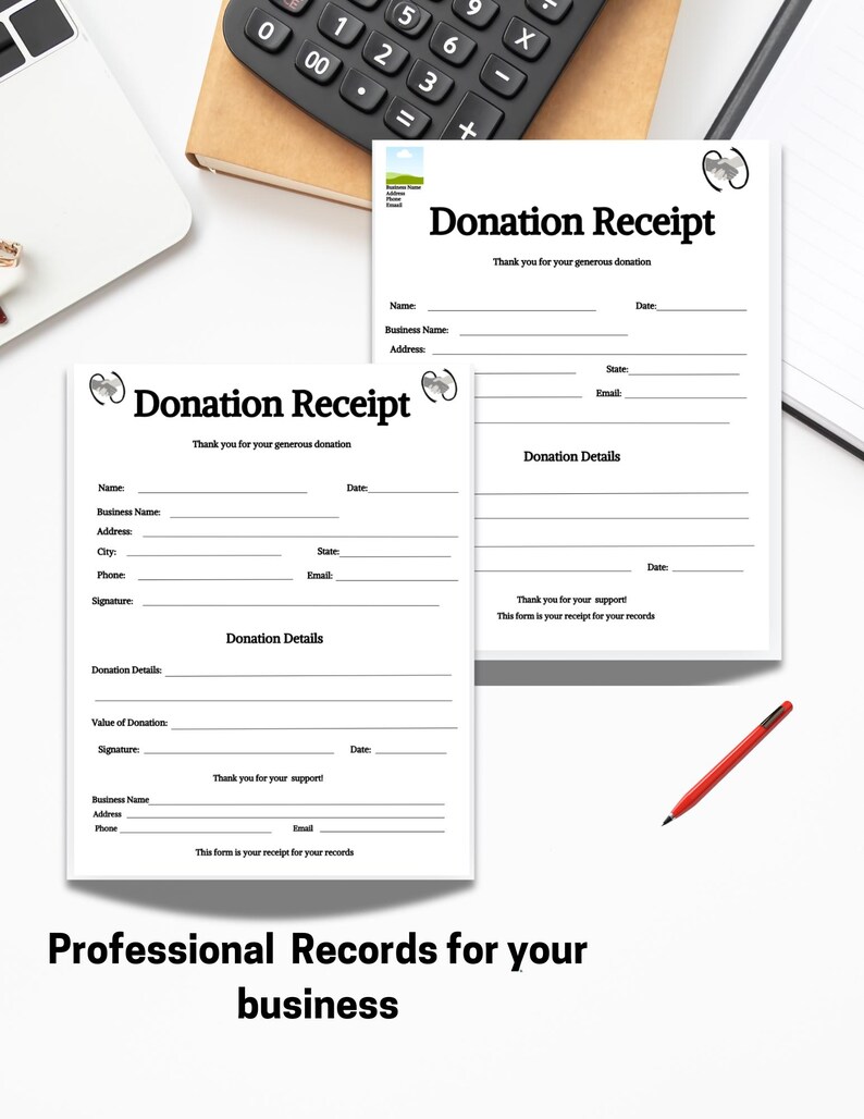 Donation Receipt Template, Editable Charity Form,donation Receipt ...