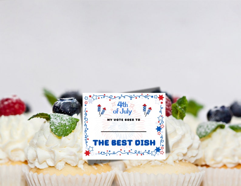 Printable July 4th Dish Contest Voting Ballot Cards,4th of July Recipe ...