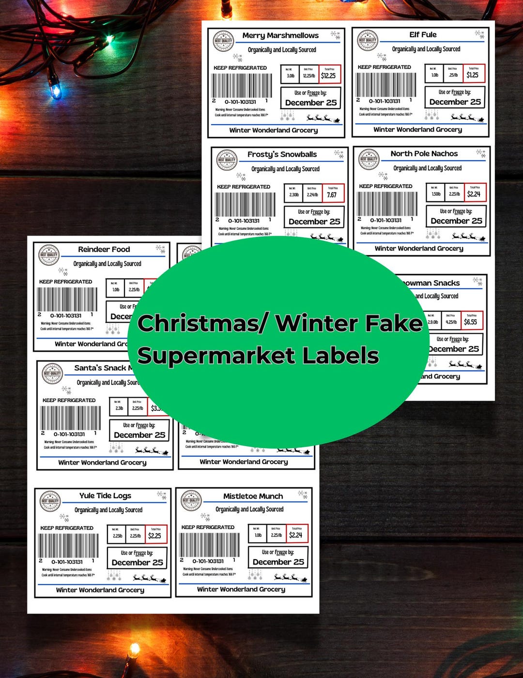 Printable Fake Food Labels for Christmas, Faux Supermarket Food Labels ...