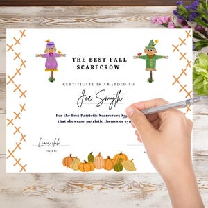 Scarecrow Awards Certificates, 20 Fall Contest Categories (pdf ...